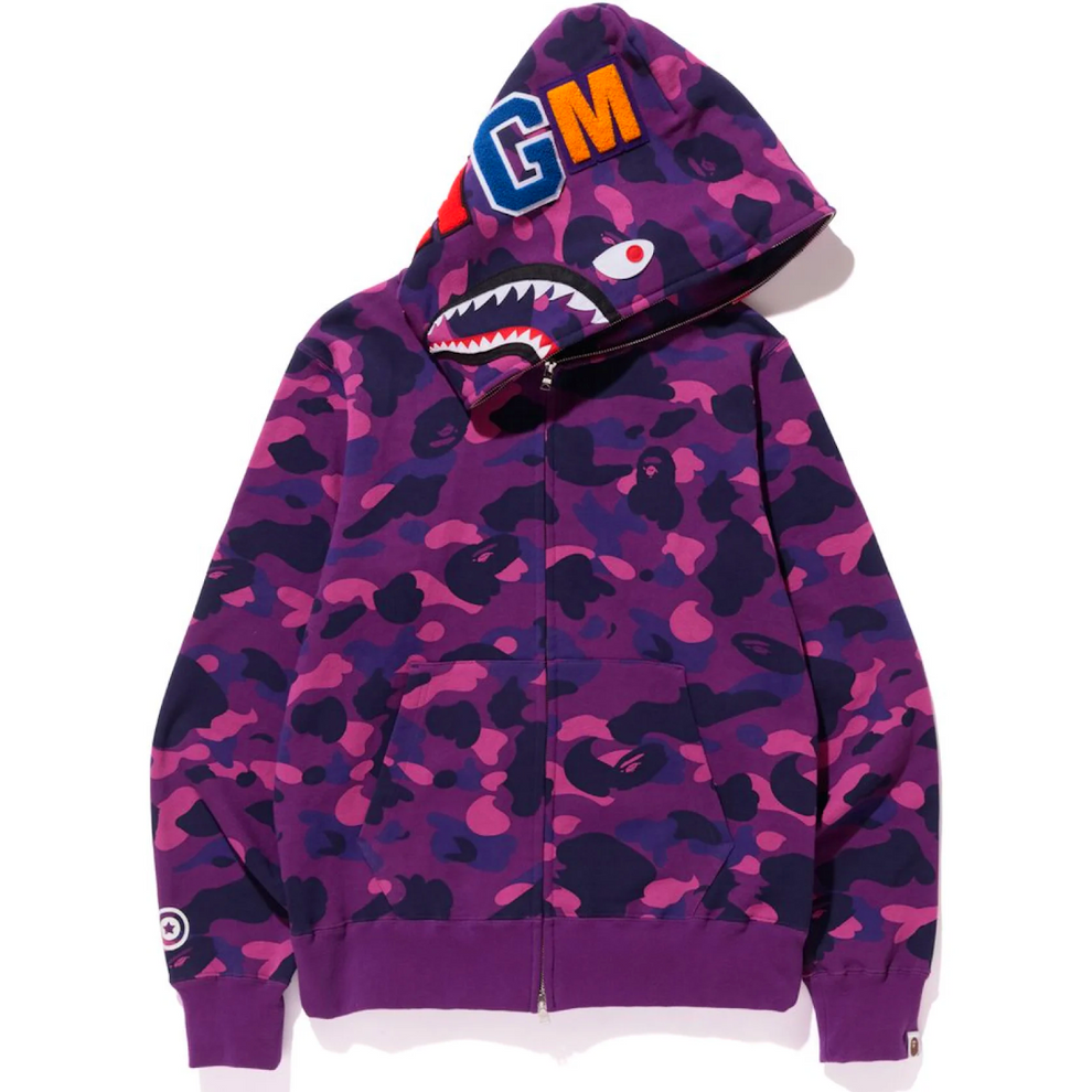 BAPE Color Camo Shark Full Zip Hoodie Purple – Unknown Store